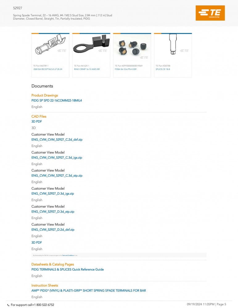 TE Connectivity 52927 technical document page 5