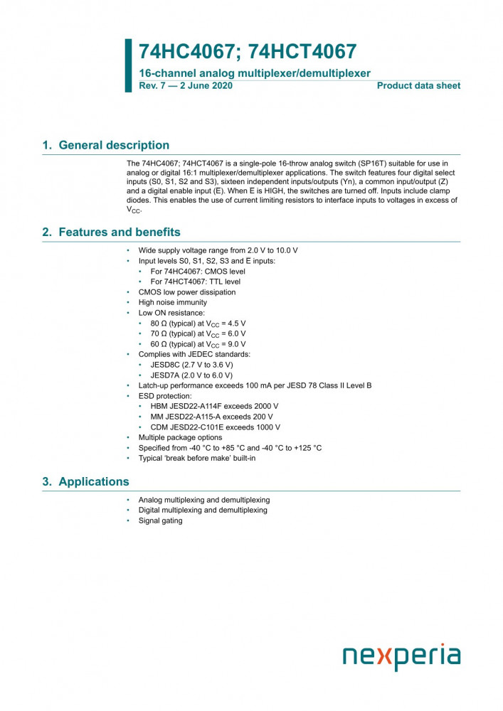 74HCT4067 datasheet page 1