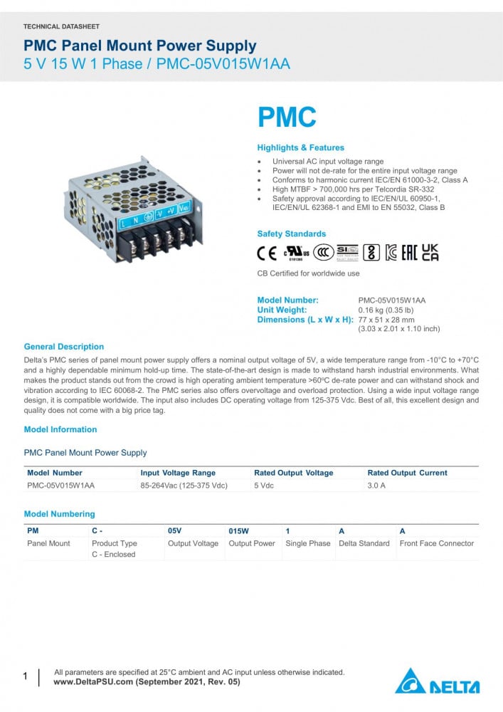 PMC-05V015W1AA datasheet page 1