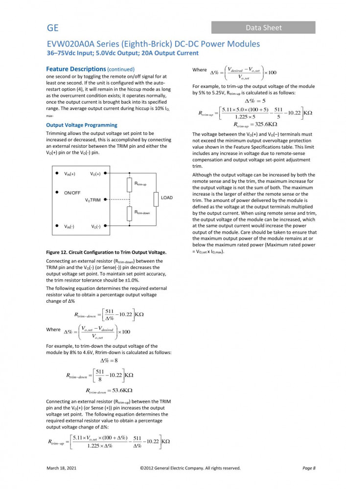 EVW020A0A641Z datasheet page 8