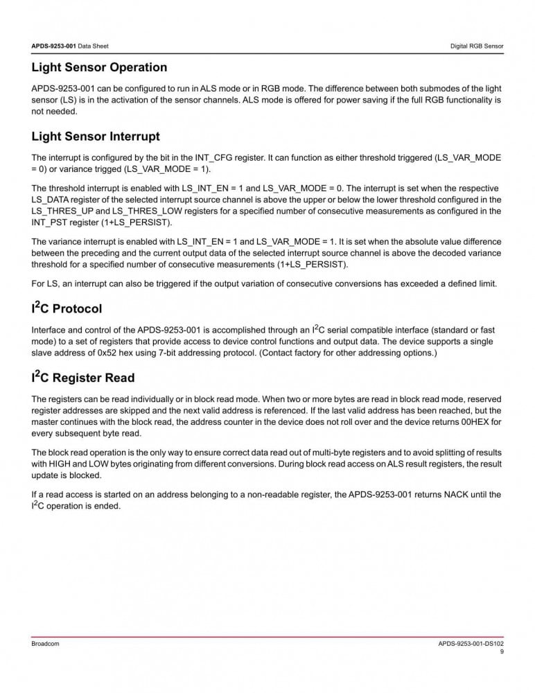APDS-9253-001 datasheet page 9