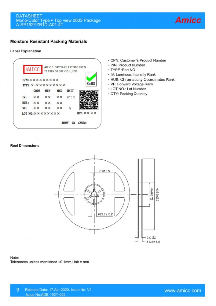 A-SP192YZB1D-A01-4T datasheet page 9