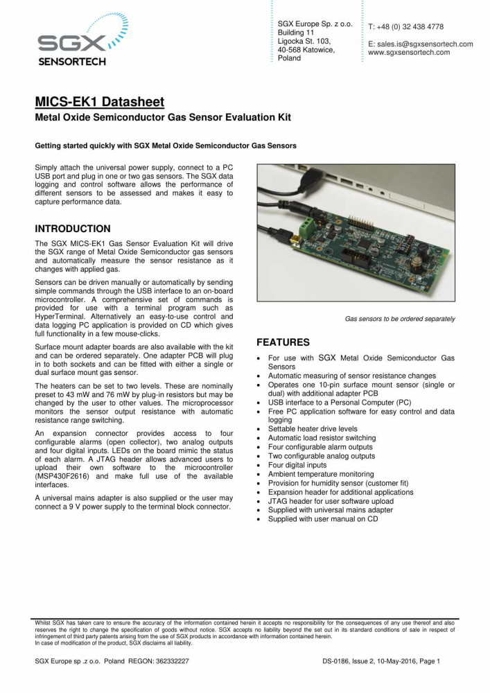 MICS-EK1 datasheet page 1