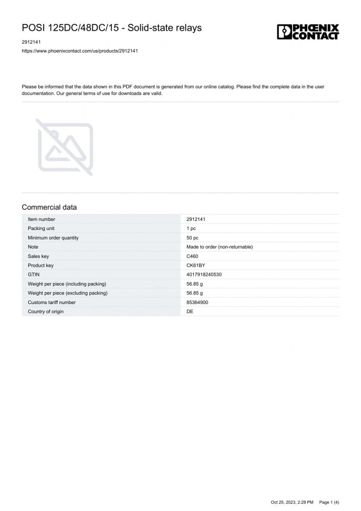 Phoenix Contact 2912141 document page 1