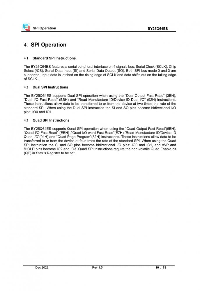 BY25Q64ES datasheet page 10