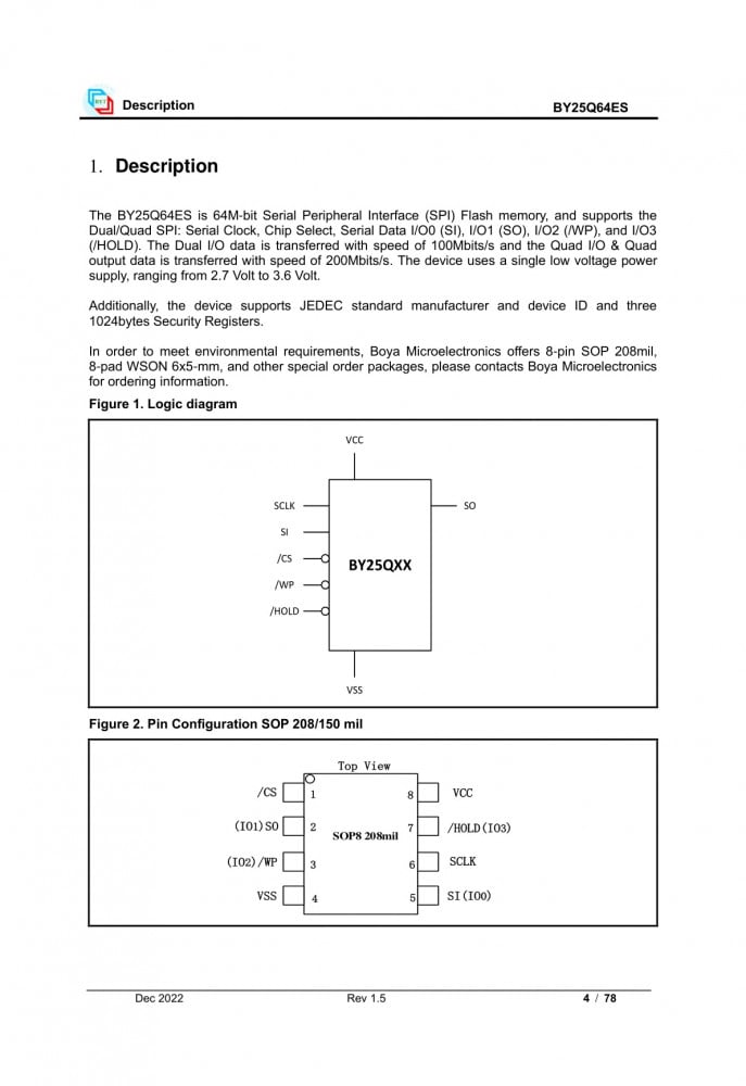 BY25Q64ES datasheet page 4
