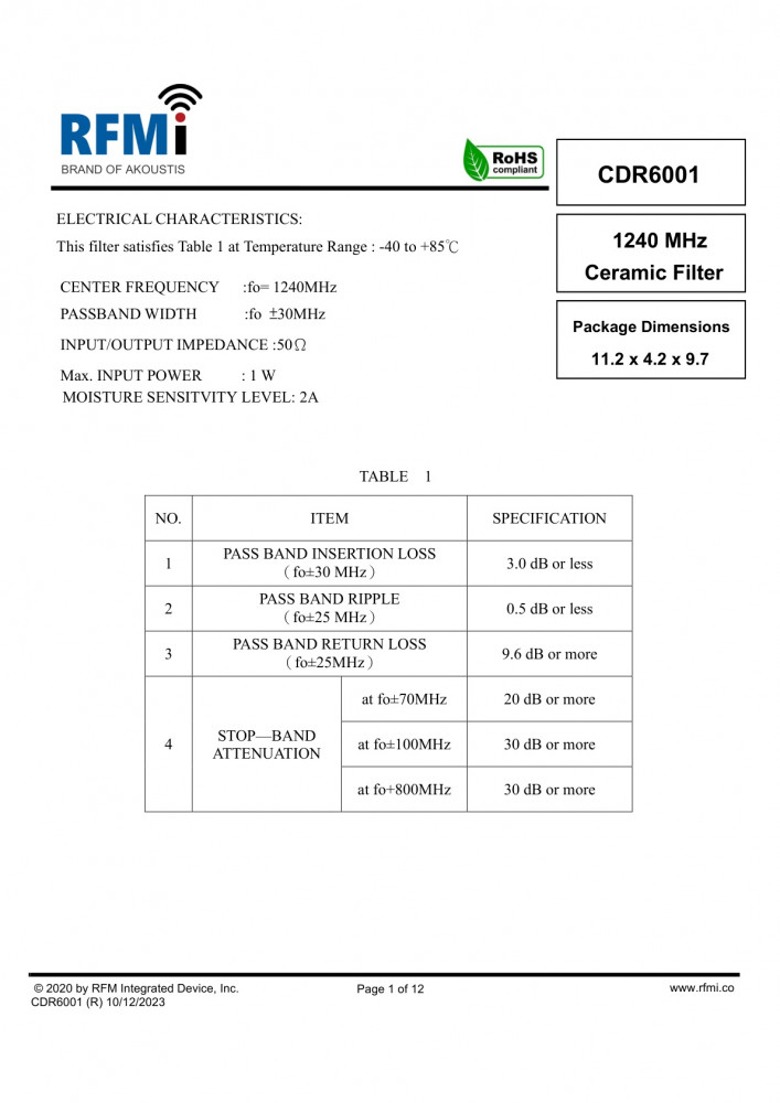CDR6001 technical document page 1