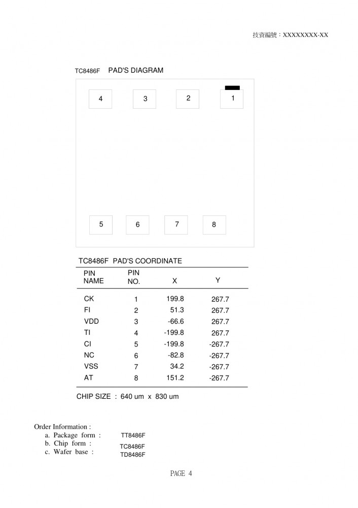 TT8486F pad coordinates page 4
