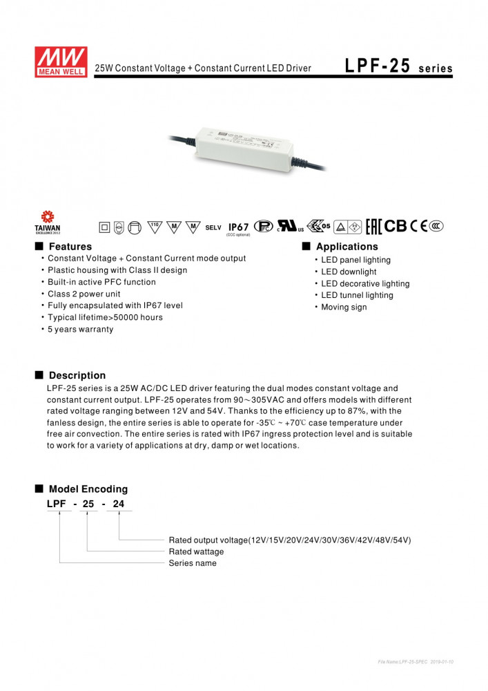 LPF-25 series technical document page 1