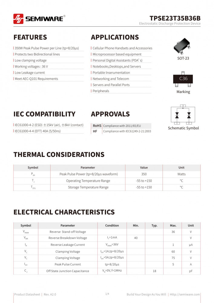 TPSE23T35B36B datasheet page 1