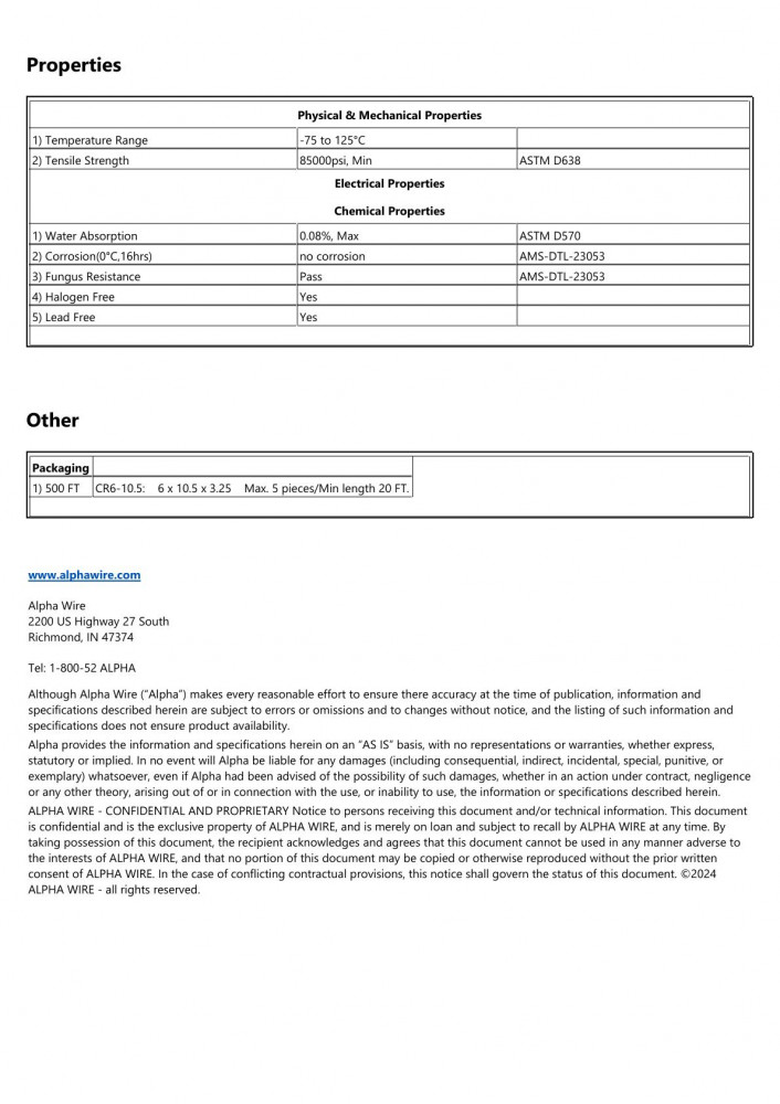 Alpha Wire G110NF12 BK005 technical document page 2