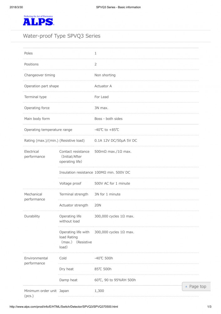 SPVQ370500 technical document page 1
