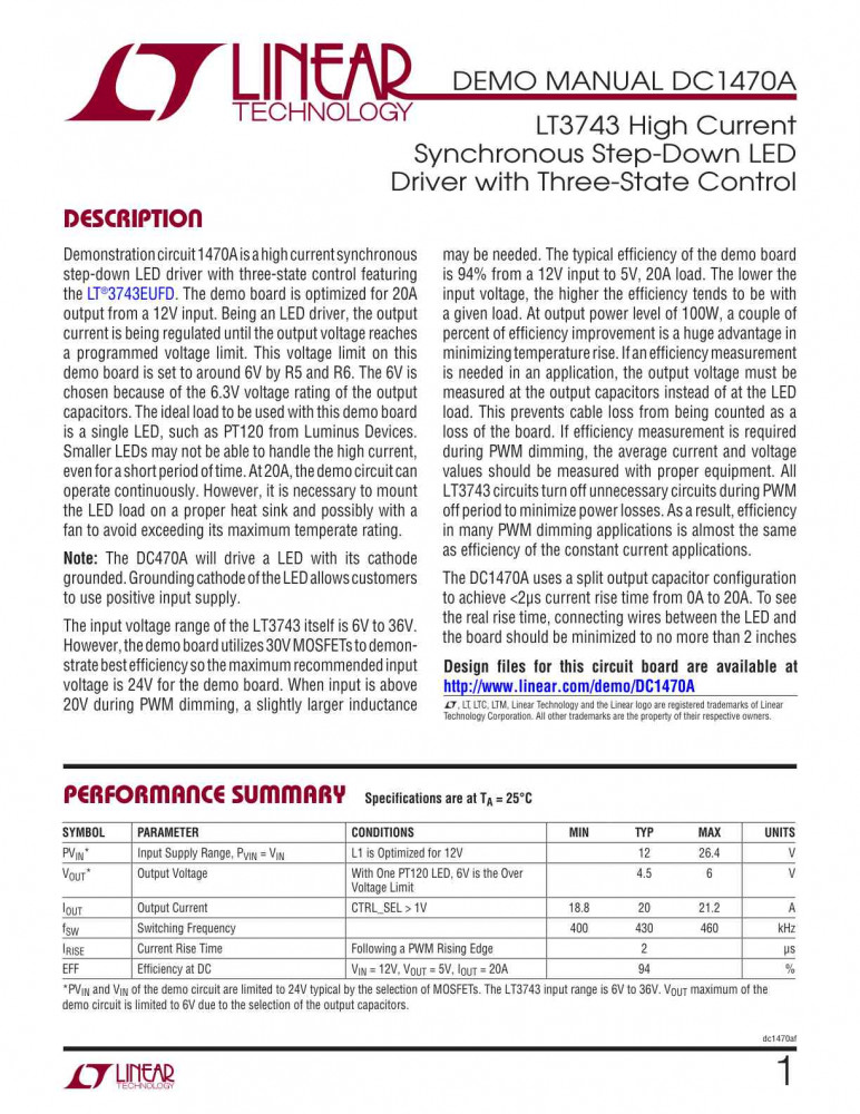 DC1470A documentation page 1
