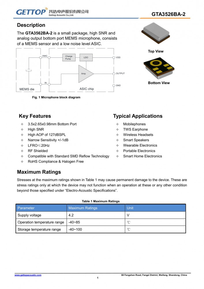 GTA3526BA-2 technical document page 1