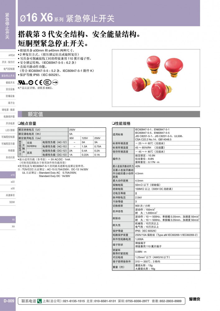 IDEC X6 series technical document page 3