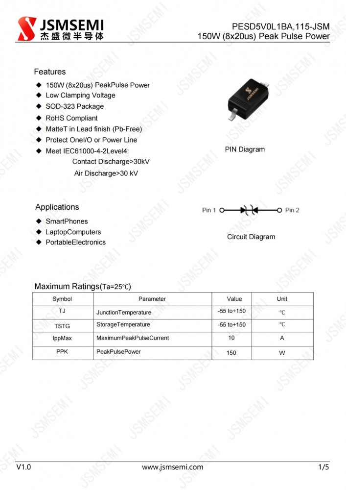 PESD5V0L1BA,115-JSM datasheet page 1