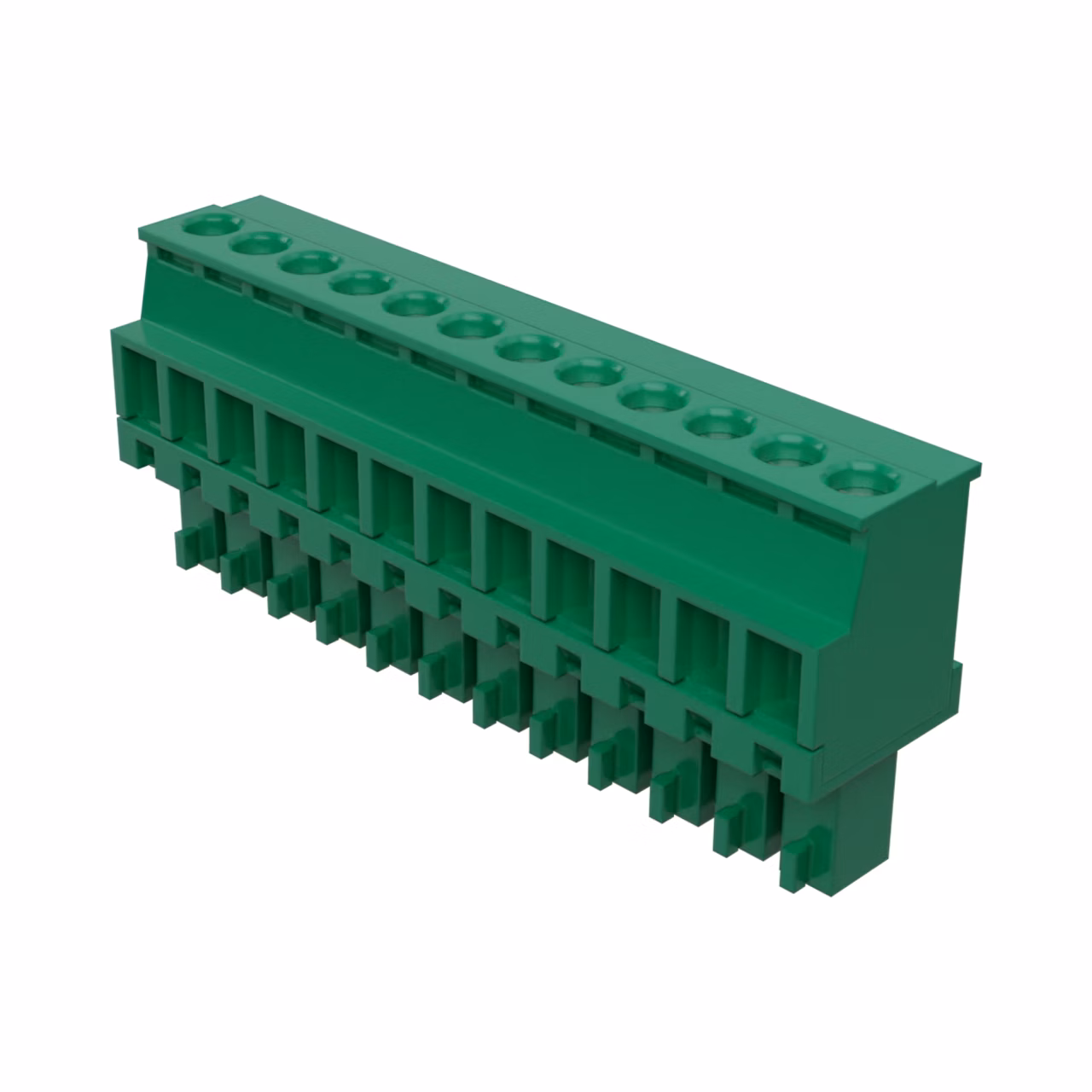 3.81mm Pitch Eurostyle Vertical Plug, with Standard Imprinting, Front Wire Entry, Green Housing, 12 Circuits for sale