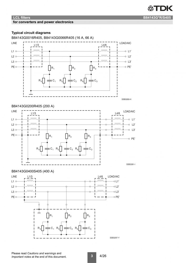 TDK-Lambda LCL filter documentation, page 3