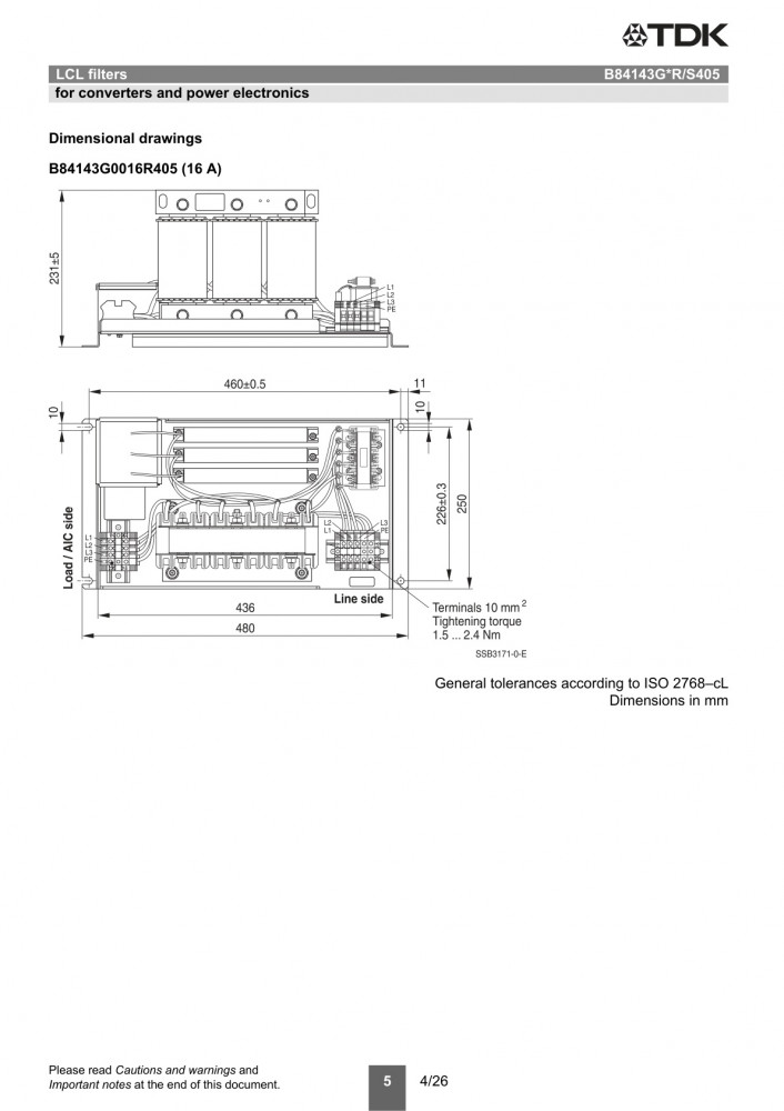 TDK-Lambda LCL filter documentation, page 5