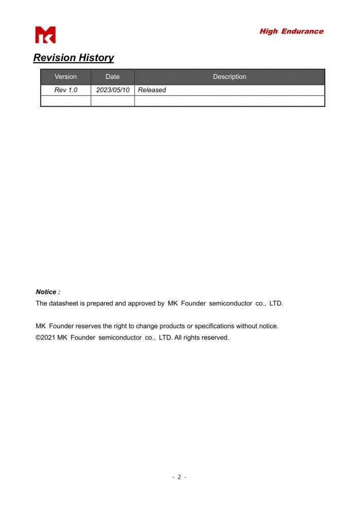 MK Micro SD datasheet page 2