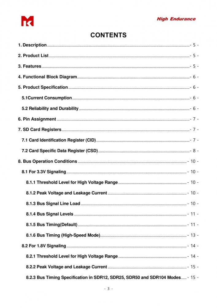 MK Micro SD datasheet page 3