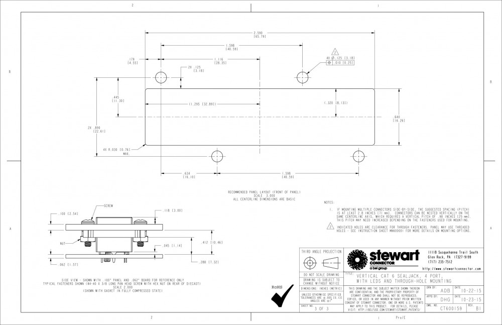 SS-60400-007 panel layout and mounting drawing