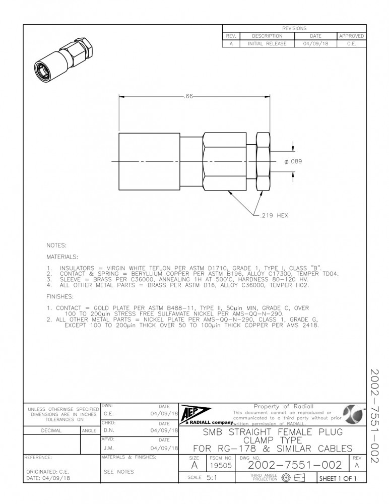 Radiall 2002-7551-002 product drawing