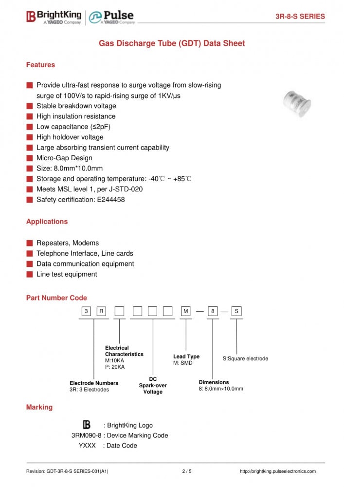 BrightKing GDT datasheet page 1