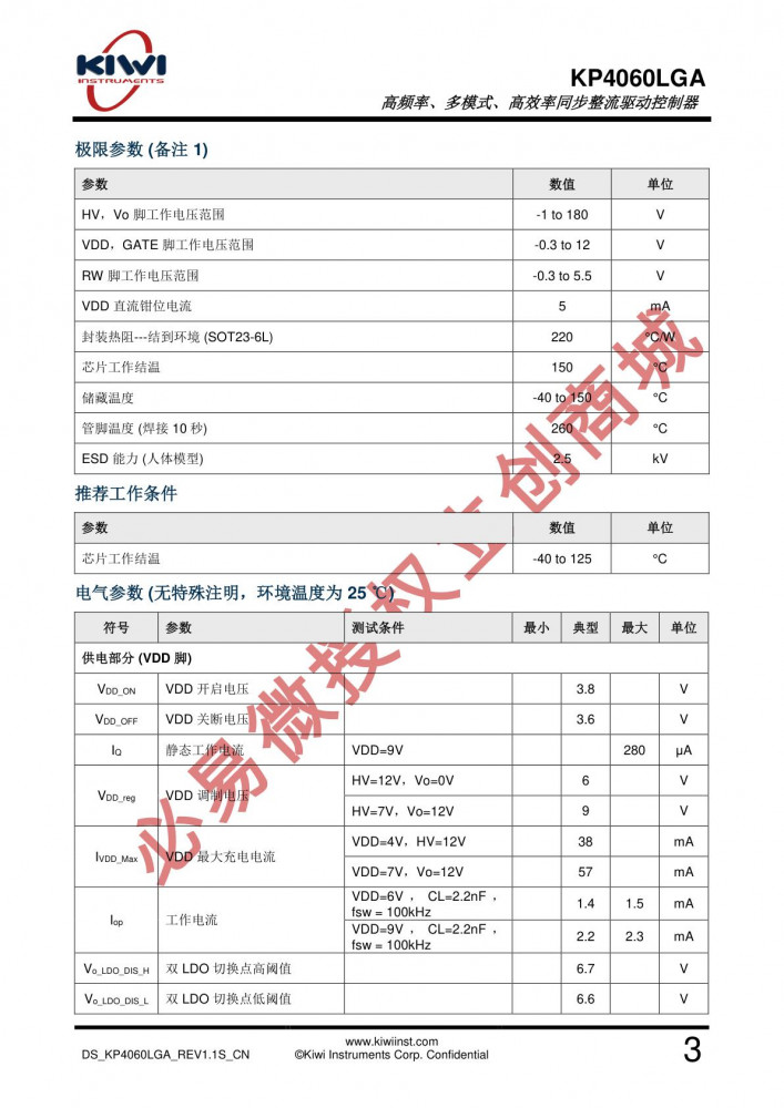 KP4060LGA datasheet page 3
