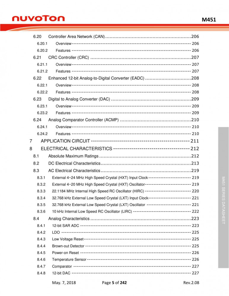 M451 series datasheet page image 5