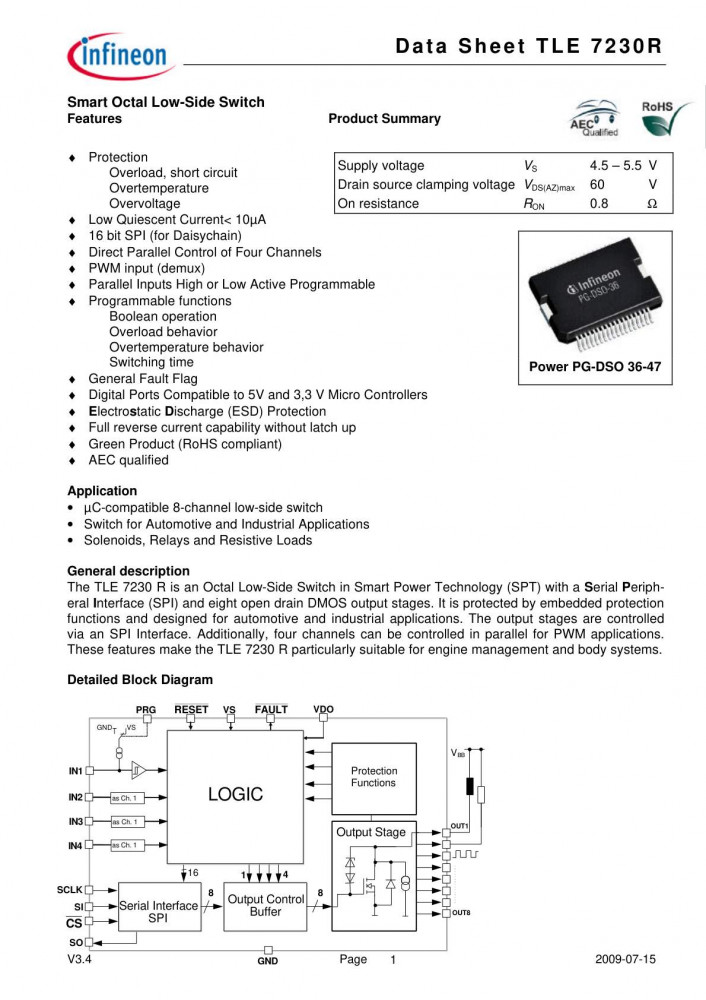 TLE7230R datasheet page 1