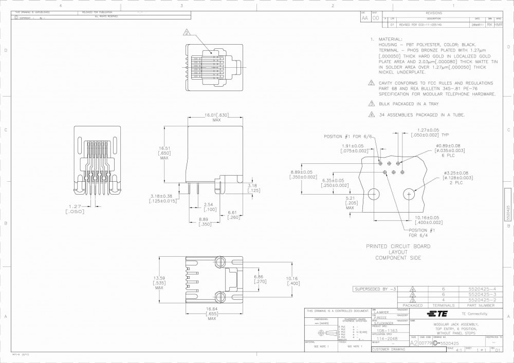TE Connectivity 5520425-3 controlled drawing preview