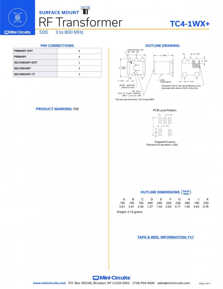 TC4-1WX+ datasheet page 2