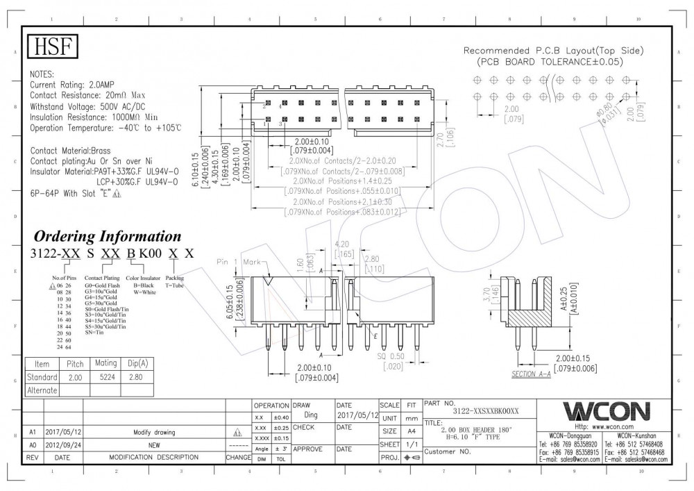 Wcon 3122 series technical drawing preview