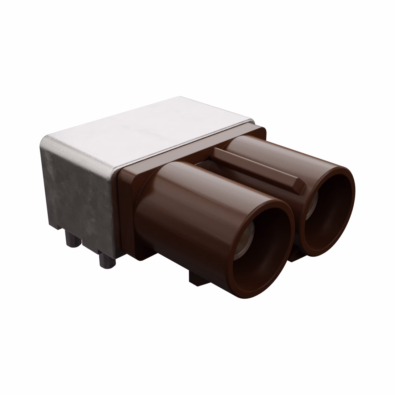 FAKRA Jack, Dual, Right-Angle, PCB Receptacle, Through Hole, Die Cast Body, Tin (Sn) Plated, Keying Code F, Brown, 50 Ohms for sale