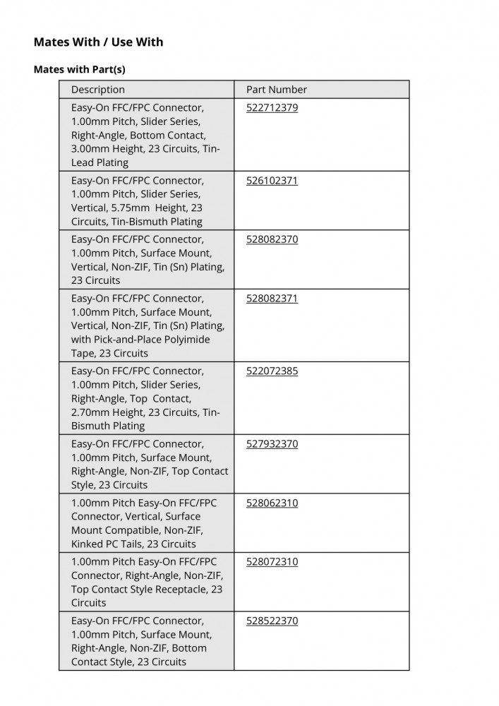 Molex FFC specification page 3