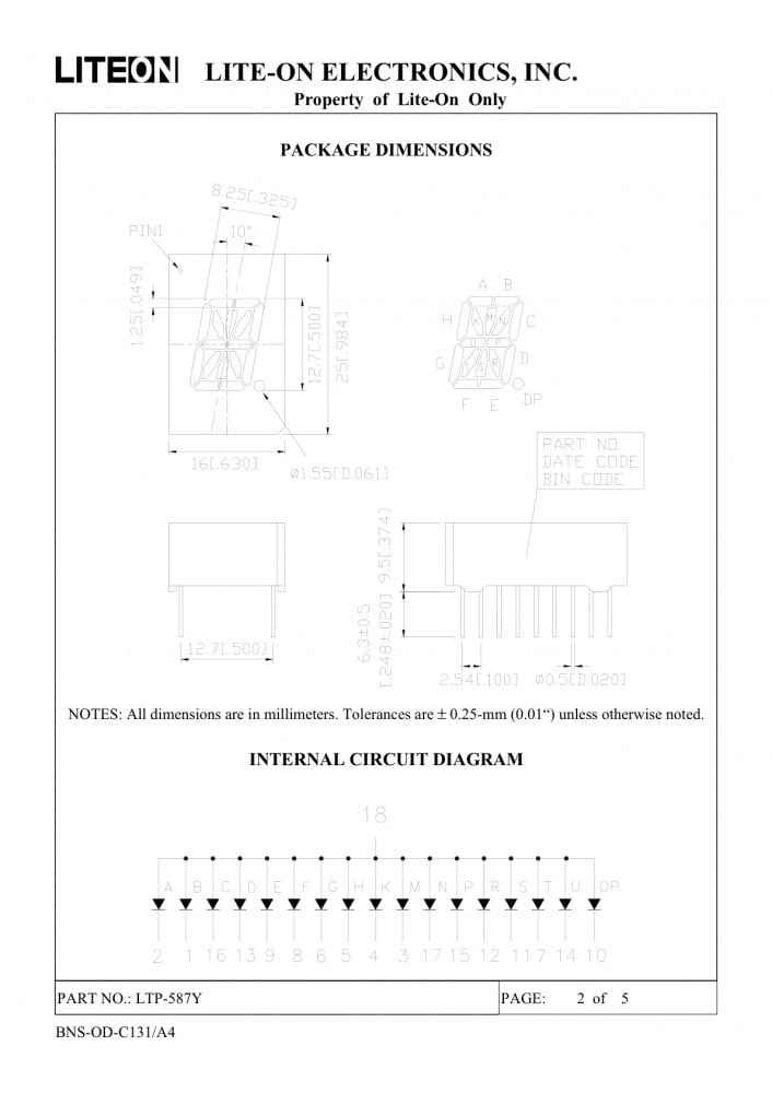 LTP-587Y datasheet page 2