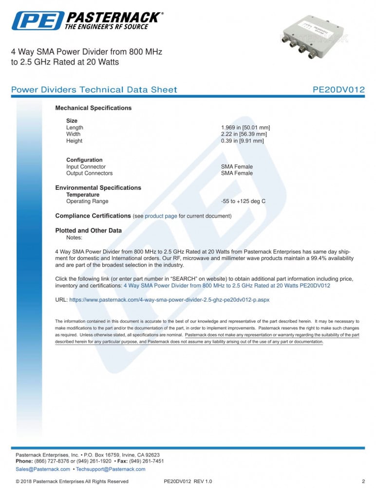 PE20DV012 technical document page 2