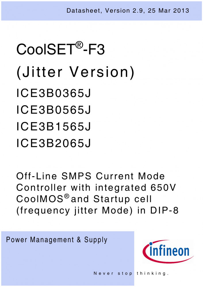 ICE3B0365J datasheet page 1
