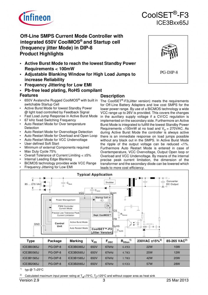 ICE3B0365J datasheet page 3