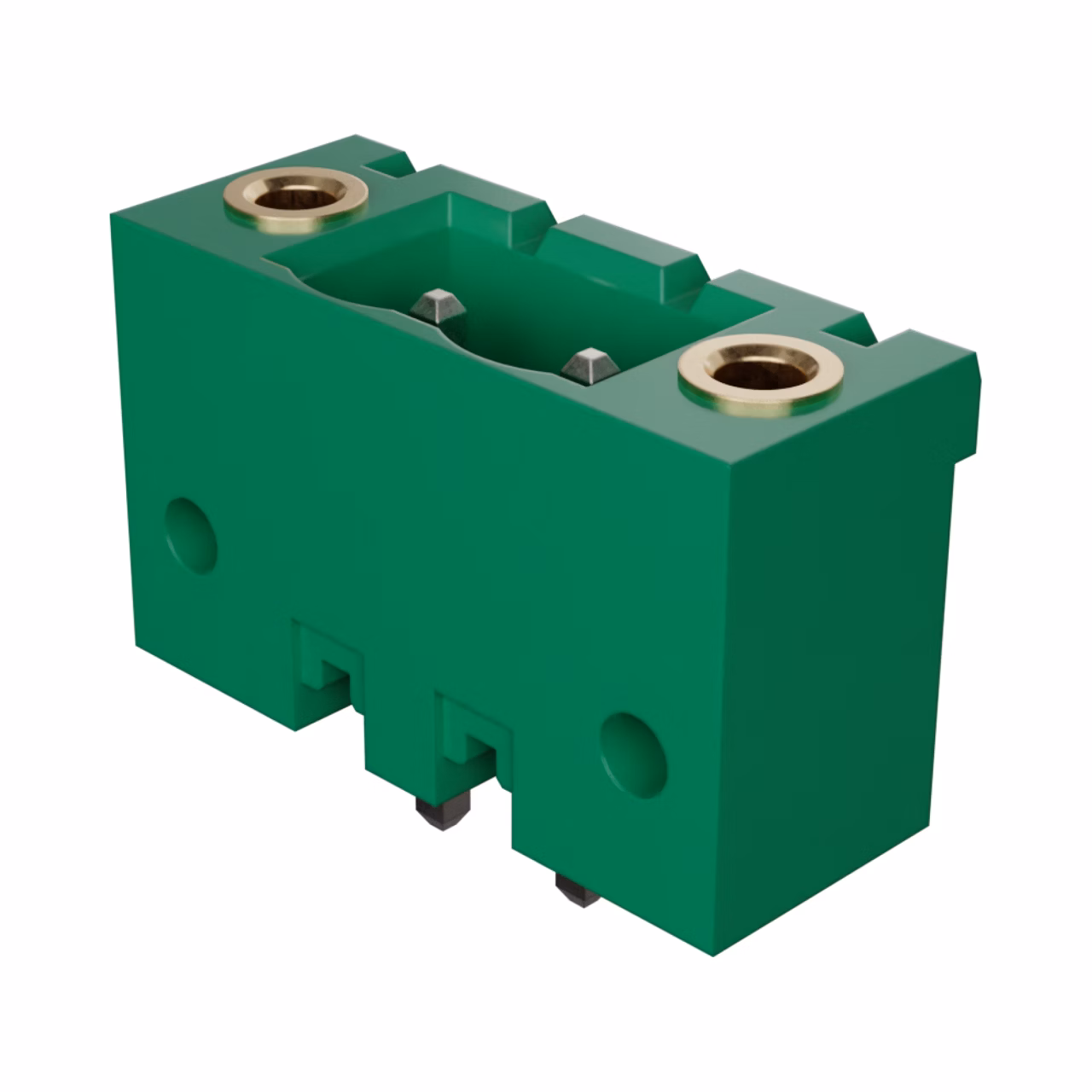5.00mm Pitch Eurostyle Vertical PCB Header, with Threaded Retention Inserts, Green Housing, 2 Circuits for sale