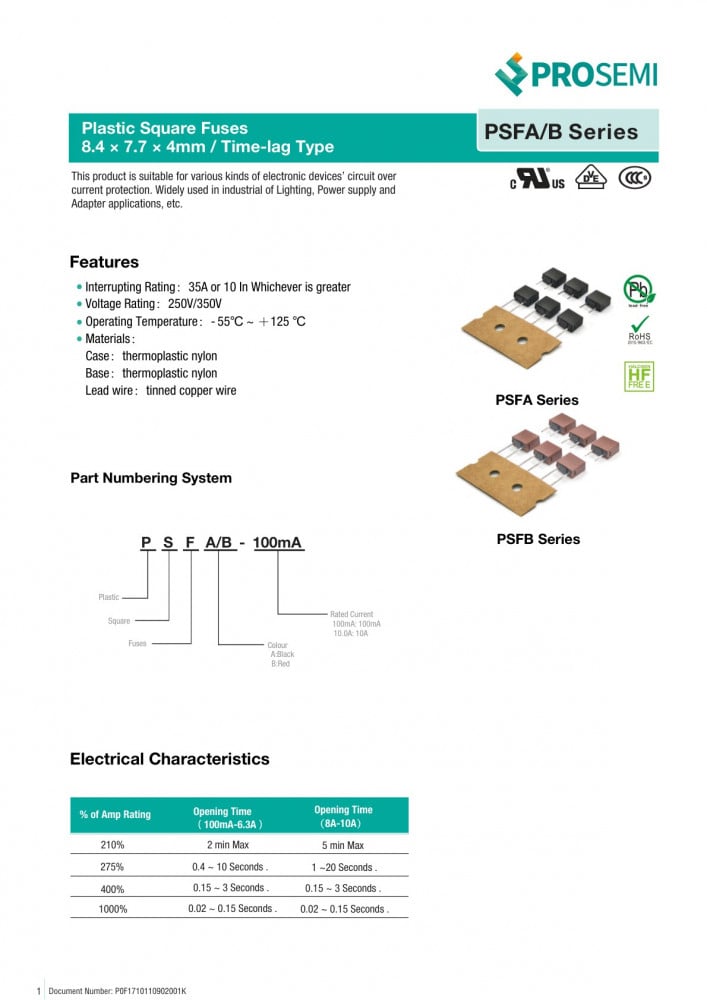 PSFB-1.6A datasheet page 1