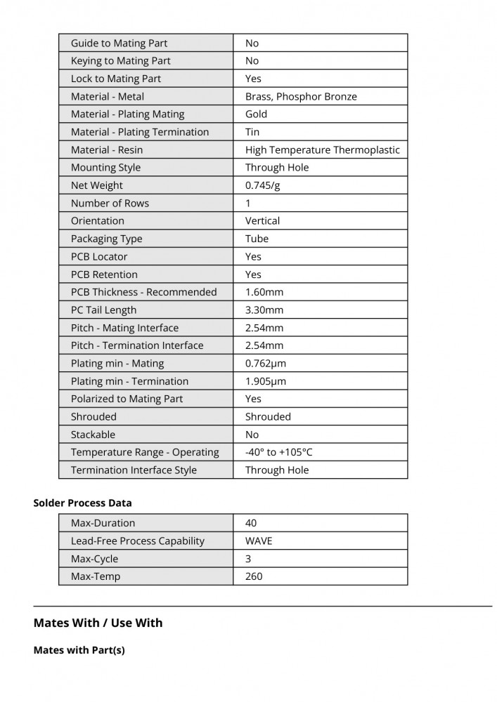 Technical document page 3 for MOLEX 705410072