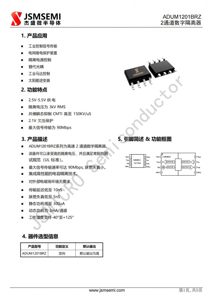 ADUM1201BRZ-JSM datasheet page 1