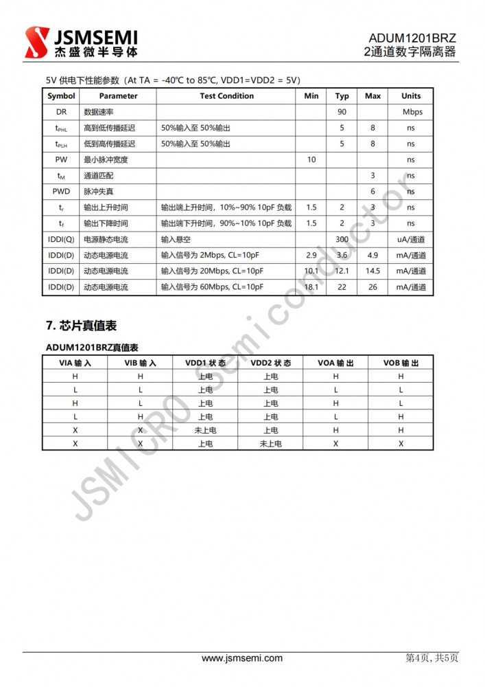 ADUM1201BRZ-JSM datasheet page 4