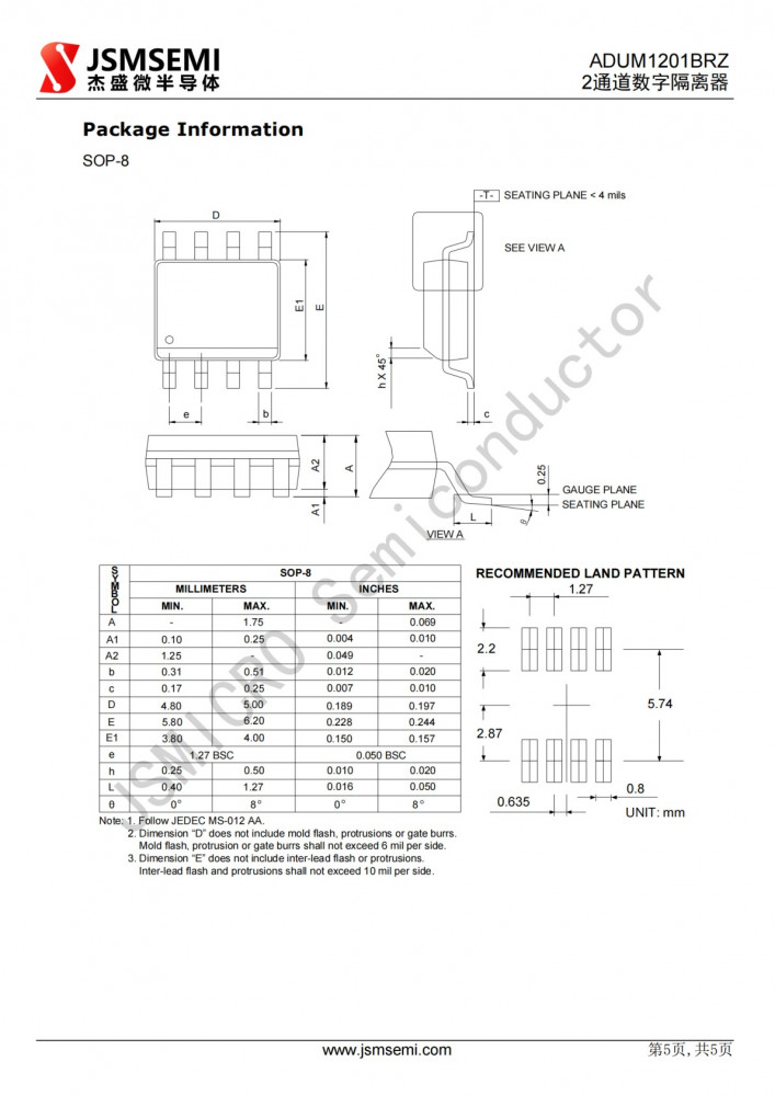 ADUM1201BRZ-JSM datasheet page 5