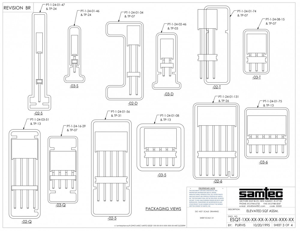 Samtec ESQT technical drawing page 3
