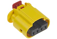 MXP120 Sealed Receptacle, 4 Circuit, Yellow SIR Housing with Long Shroud  (T3-V2-S2 -125°C on-engine vibration), Key F, Black Insert for sale
