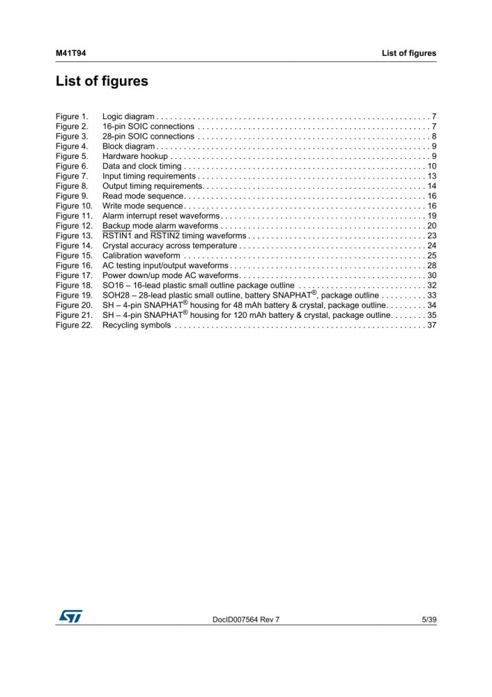M41T94MH6F datasheet page 5