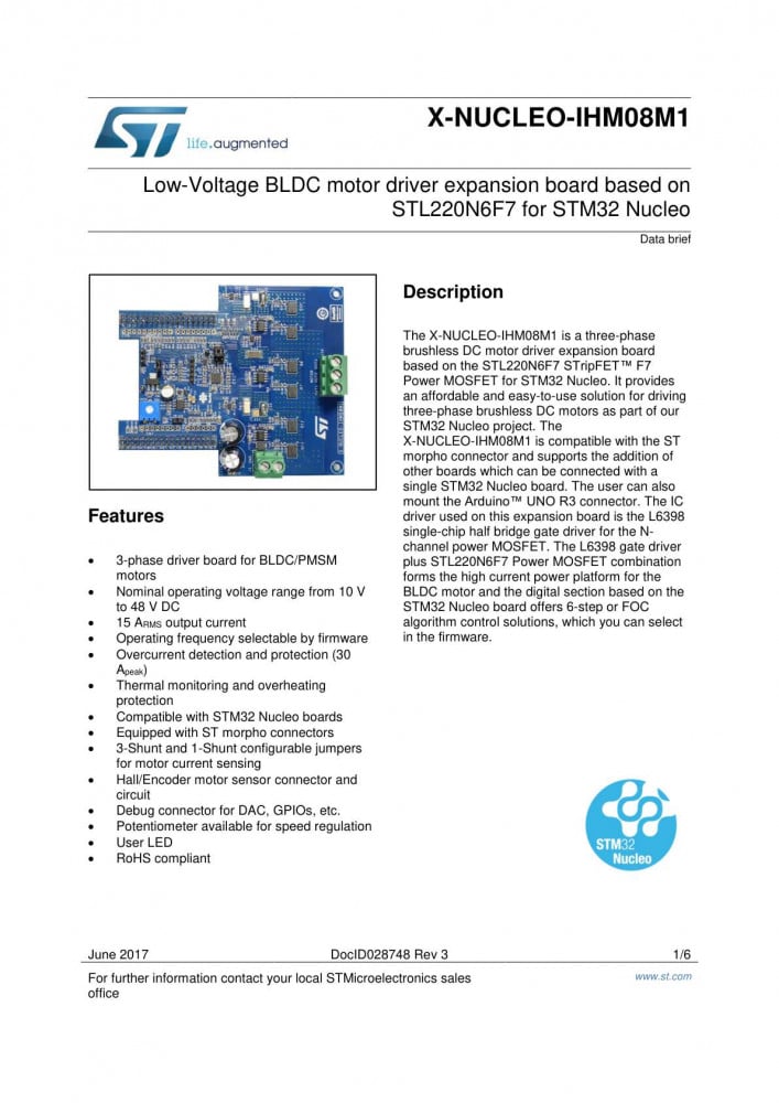 X-NUCLEO-IHM08M1 technical document page 1
